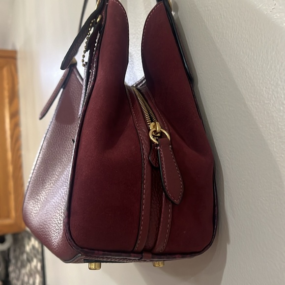 Coach | Bags | Coach Brand New Burgundy Snake Skin Piping Suede Sides ...